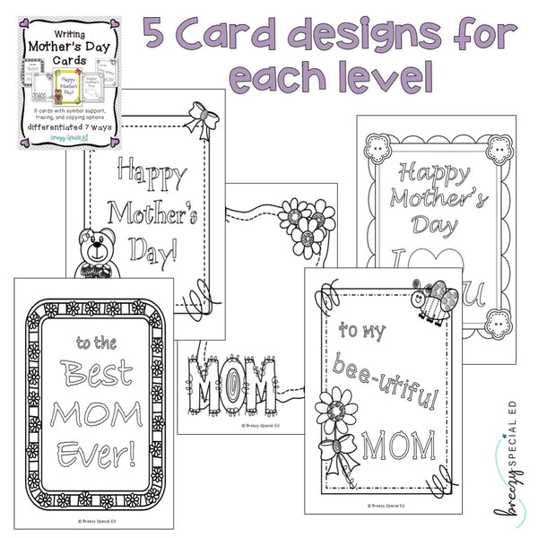 Mother's Day Cards: Differentiated for ALL your Special Ed Students ...