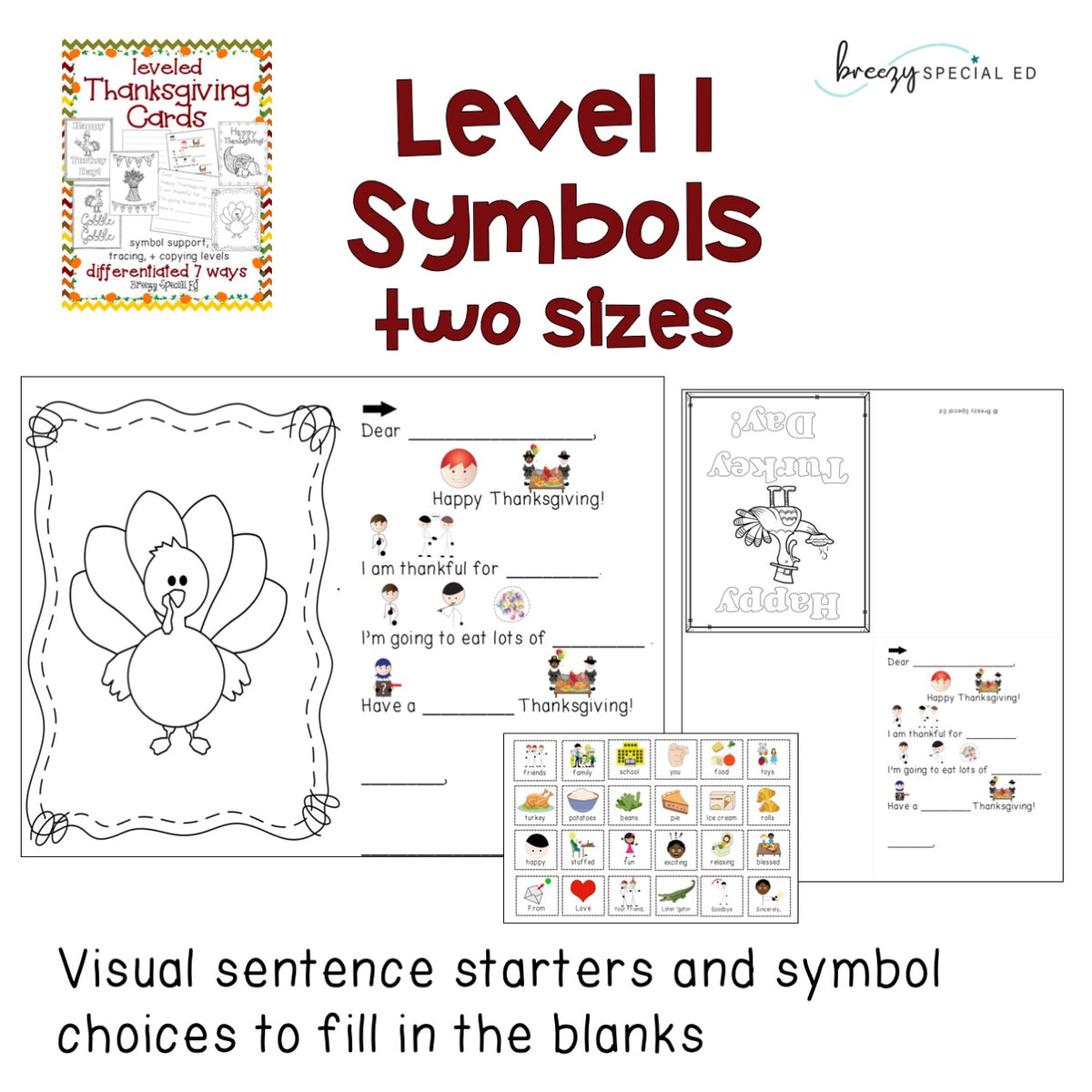 Thanksgiving Cards: Differentiated for ALL your Special Ed Students ...