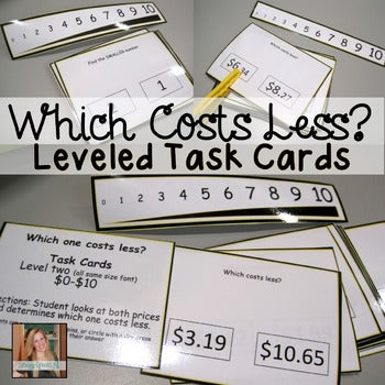 Which is Smaller / Costs Less? Math Task Cards for Special Ed – Breezy ...
