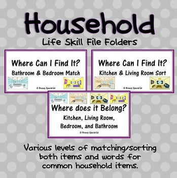 Household Items Life Skill File Folders (Special Education – Breezy ...