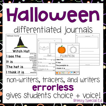 Halloween Themed Differentiated Journal Writing for Special Education ...