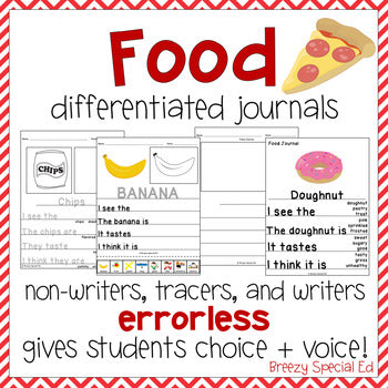 Food Themed Errorless Differentiated Journal Writing for Special Educa ...