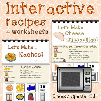 Visual Recipes for Nachos and Cheese Quesadillas for Special Education ...