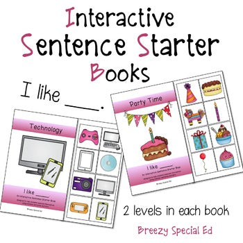 I Like Interactive / Adapted Sentence Starter Book - special education ...