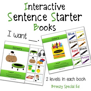 I Want Interactive / Adapted Sentence Starter Book - special education ...
