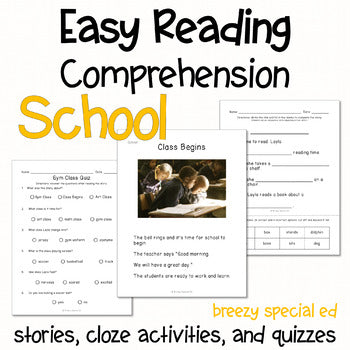 Back to School - Easy Reading Comprehension for Special Education ...