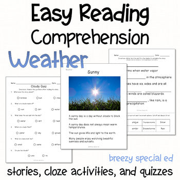 Weather Comprehension Worksheets