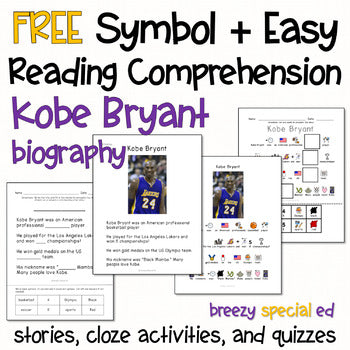 Kobe Bryant: Symbol Supported + Easy Reading Comprehension for Special ...