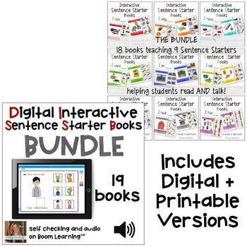 Interactive Digital + Printable Sentence Starter Books MEGA bundle ...