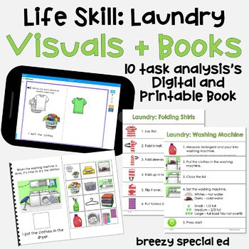 Laundry Task Analysis and Interactive Book (Print and Digital) for Spe ...
