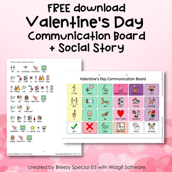 Valentine's Day Communication Board and Social Story FREEBIE – Breezy ...